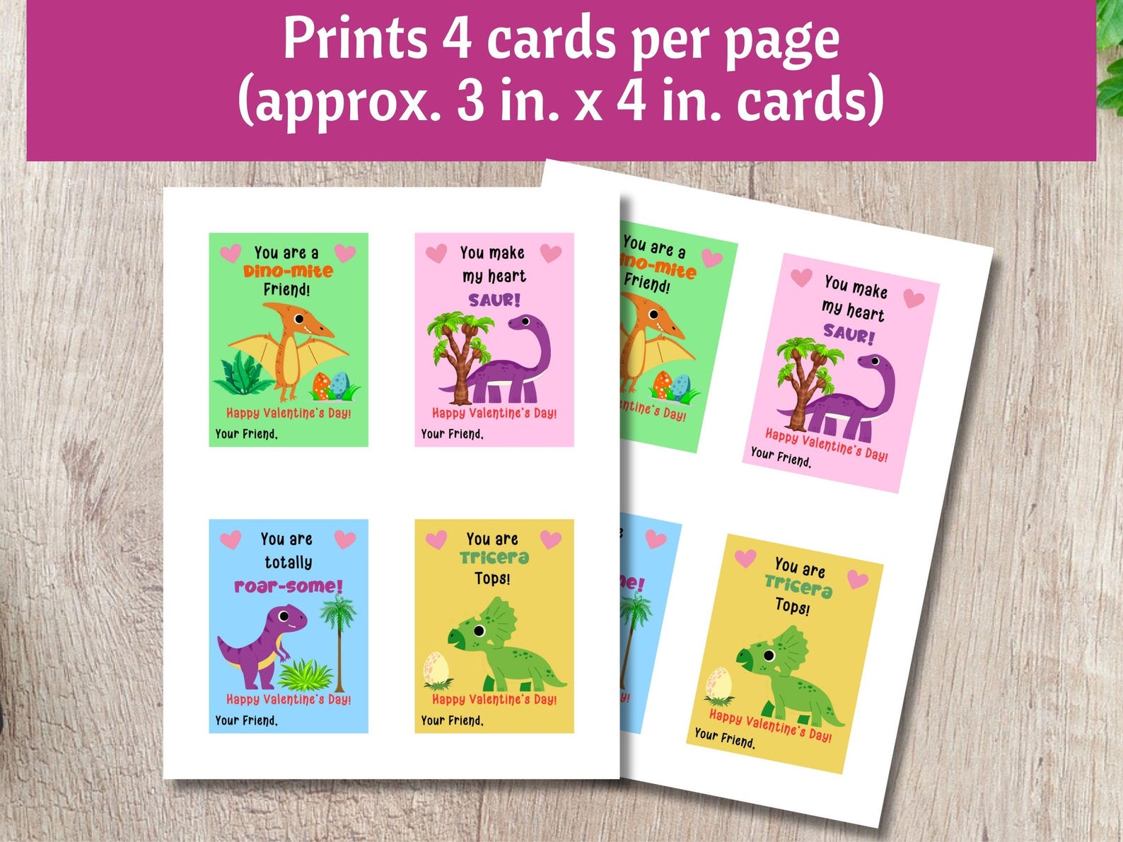Printable Classroom Valentine's Day Cards for Kids | Dinosaur Valentine ...