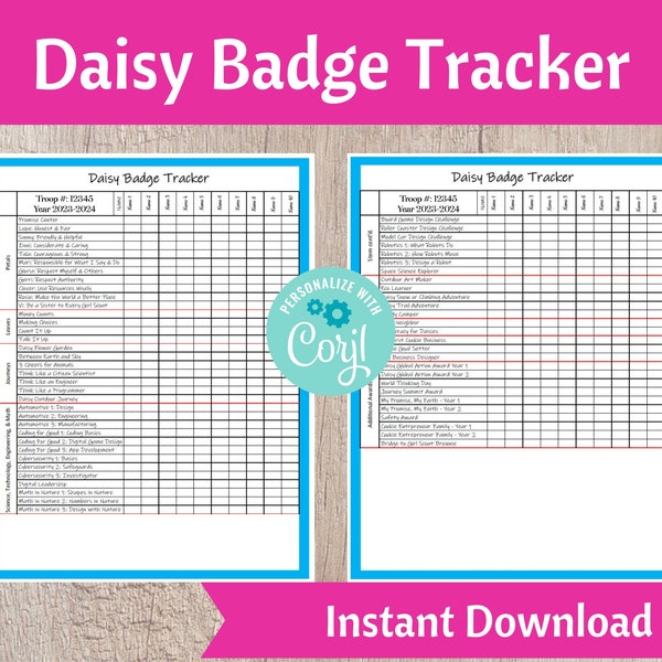 Daisy Scout Badge Tracker - Etsy