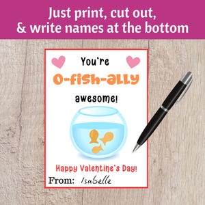 Printable Classroom Valentine's Day Cards for Kids Goldfish Valentine ...