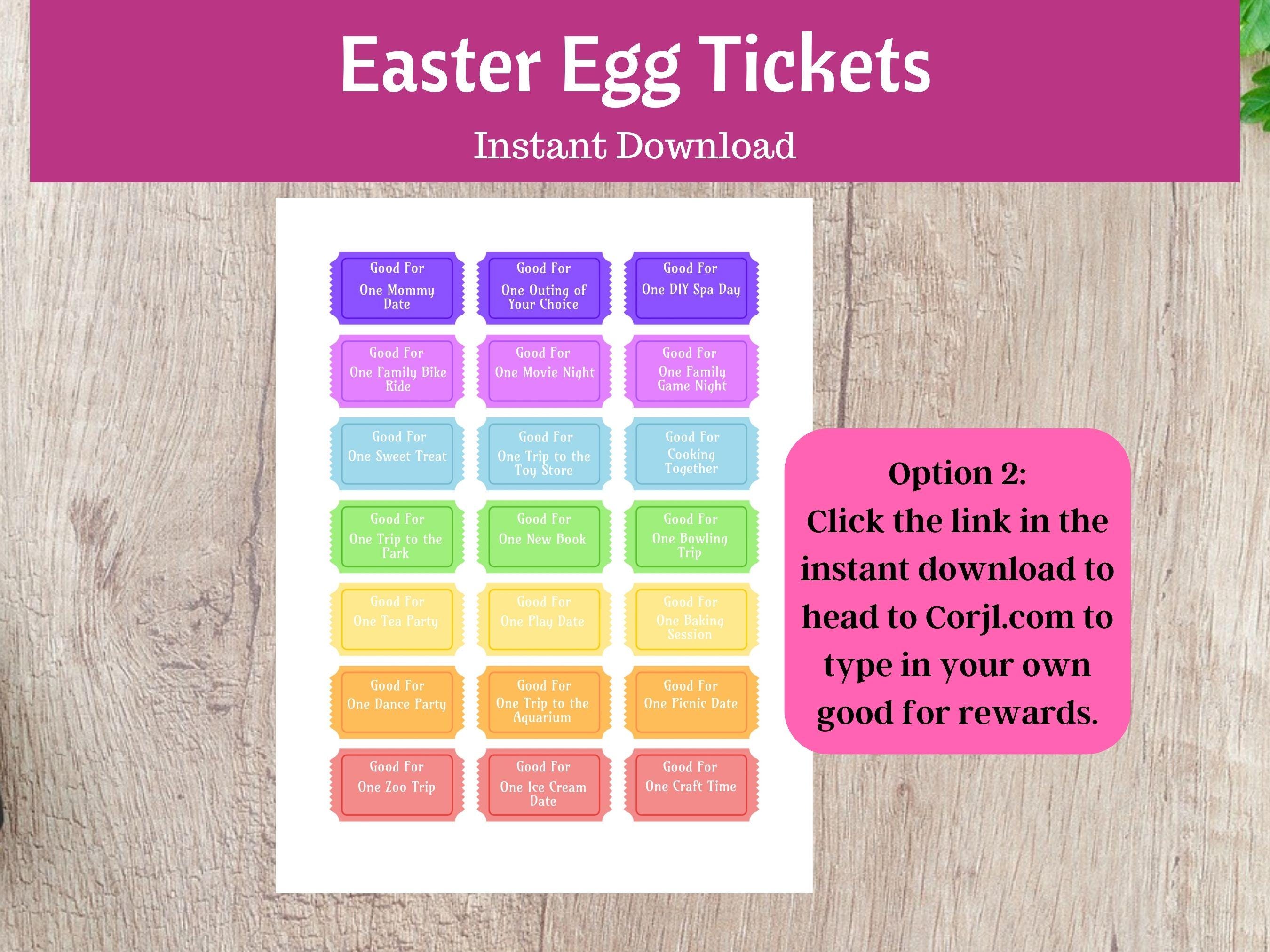 Easter Egg Tickets Printable | Fun Easter Basket Filler & Egg Hunt ...