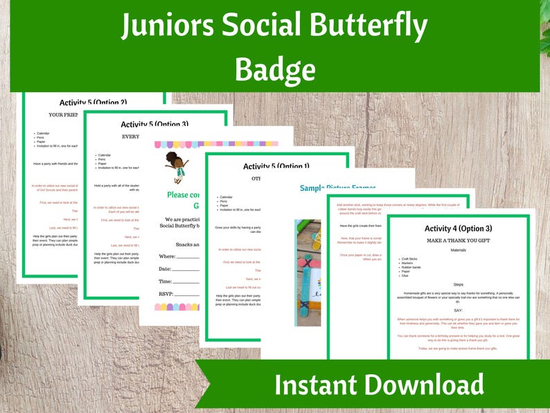 Social Butterfly Badge Activity Kit | Girls Scout Troop Organizer ...