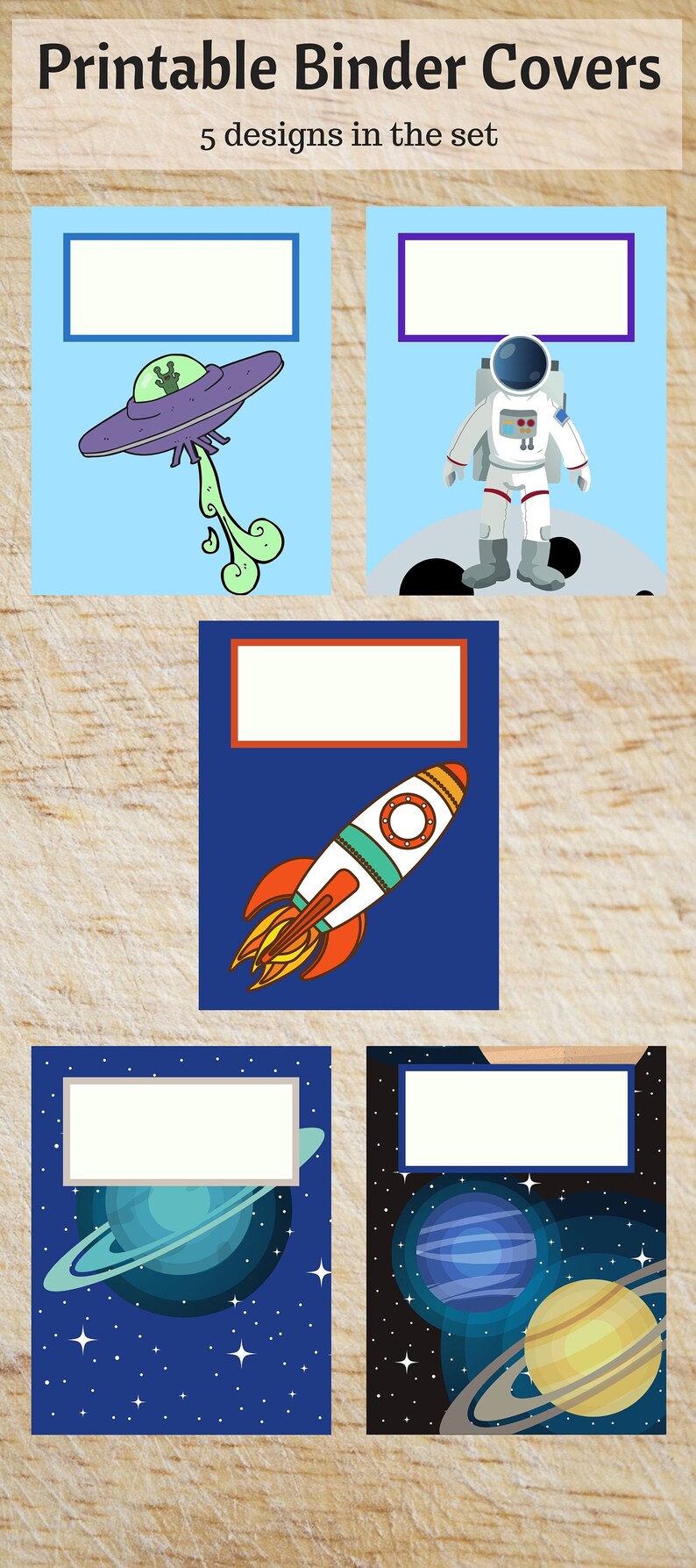 Space Printable Binder Covers for School Editable Home Office Binder ...