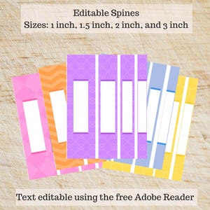 Pastel Patterns Printable Binder Covers for School Editable Home Office ...