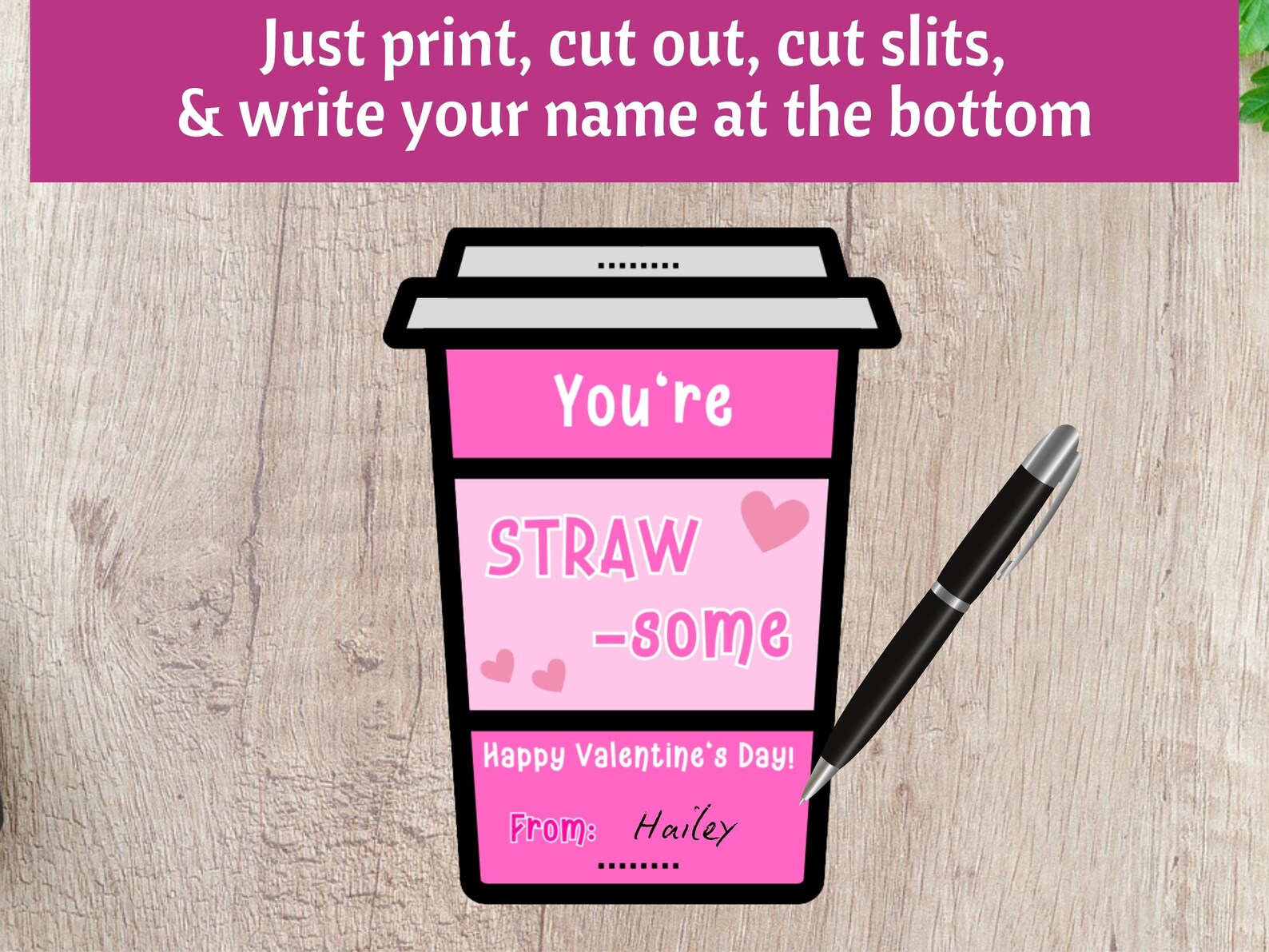 Printable Classroom Valentine's Day Cards for Kids Crazy Straw ...