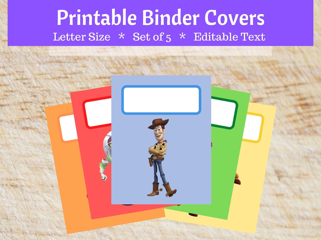 Toy Story 4 Printable Binder Covers for School Editable Home Office ...