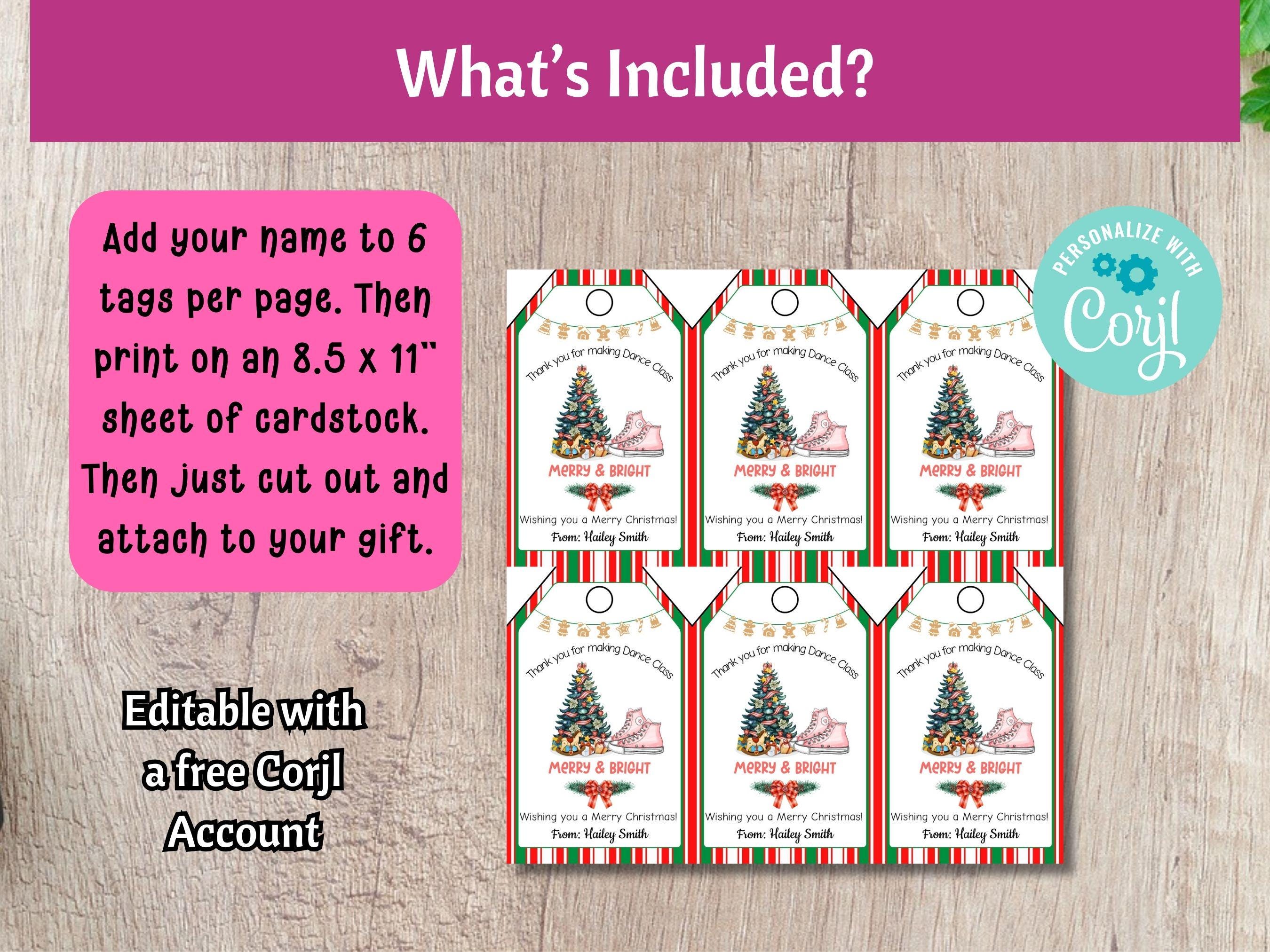 Dance Teacher Christmas Gift Tag Card for Hip Hop Teacher Holiday Dance ...