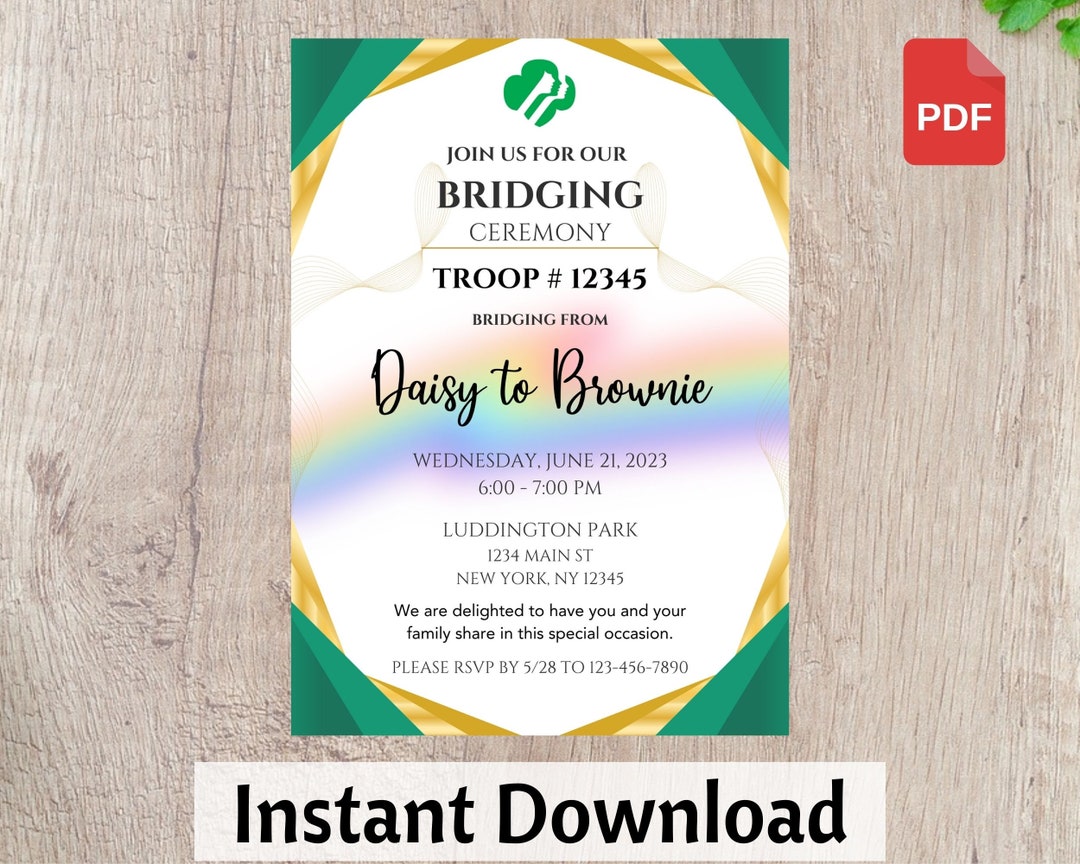 Bridging Ceremony Invitation Girl Scouts Printable Instant - Etsy