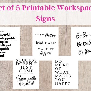 Set of 5 Printable Work-space Signs Inspirational Wall Art - Etsy