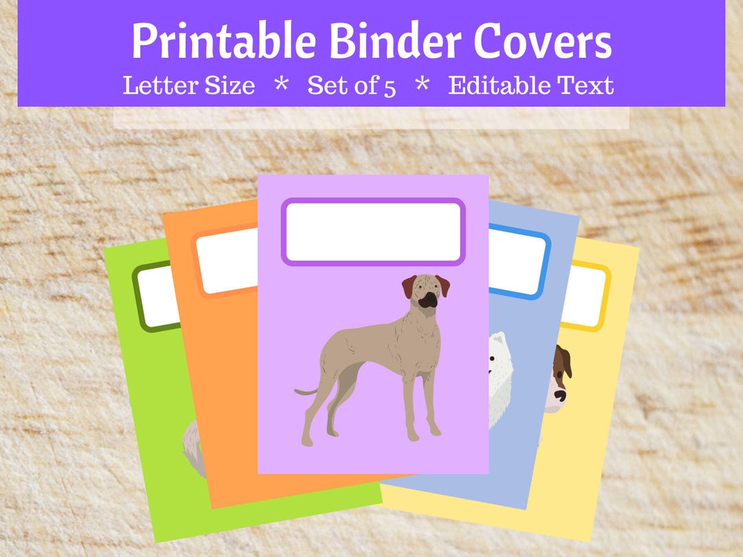Puppy Printable Binder Covers for School Editable Home Office Binder ...