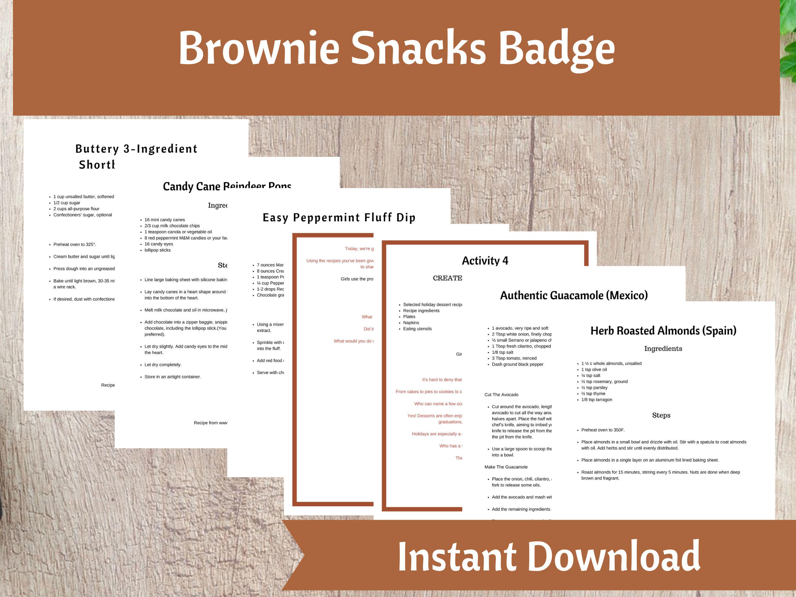 Brownie Snacks Badge Activity Kit | Girls Scout Troop Organizer ...