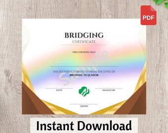 Junior to Cadette Bridging Certificate Girls Scouts - Etsy