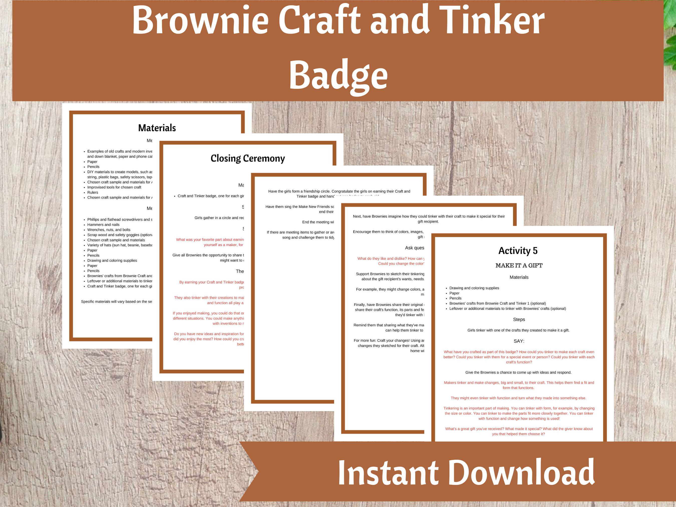Brownie Craft and Tinker Badge Activity Kit | Girls Scout Troop ...