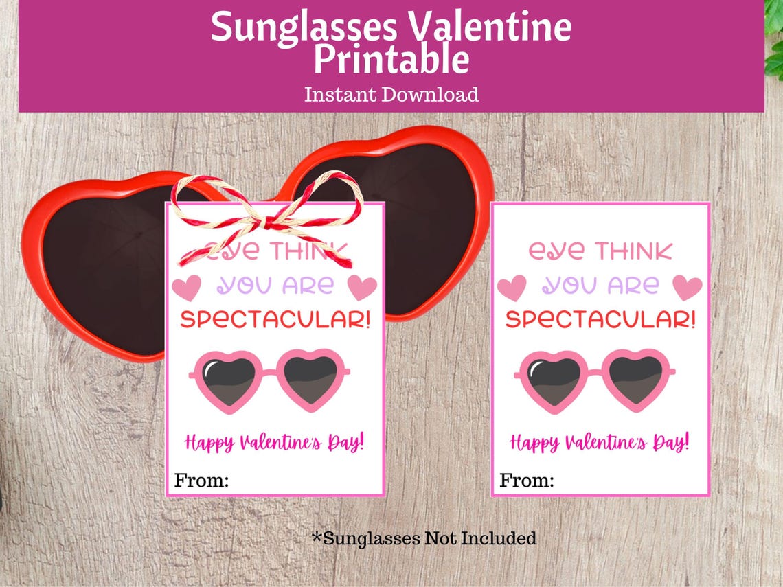 Printable Classroom Valentine's Day Cards for Kids | Sunglasses ...