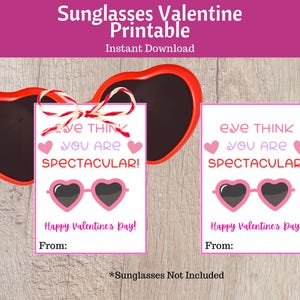 Printable Classroom Valentine's Day Cards for Kids Sunglasses Valentine ...