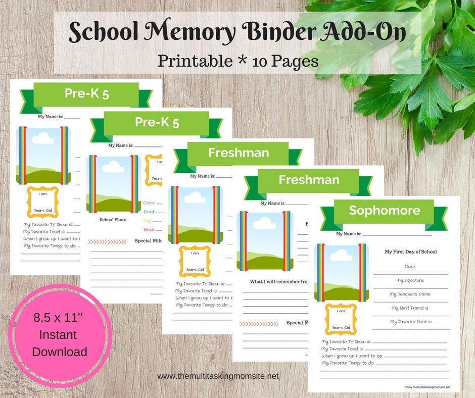 School Memory Binder Add-on - Etsy