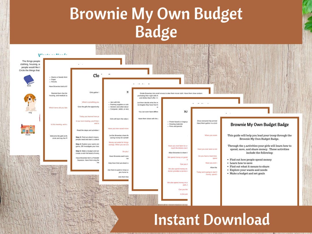 Brownie My Own Budget Badge Activity Kit | Girls Scout Troop Organizer ...
