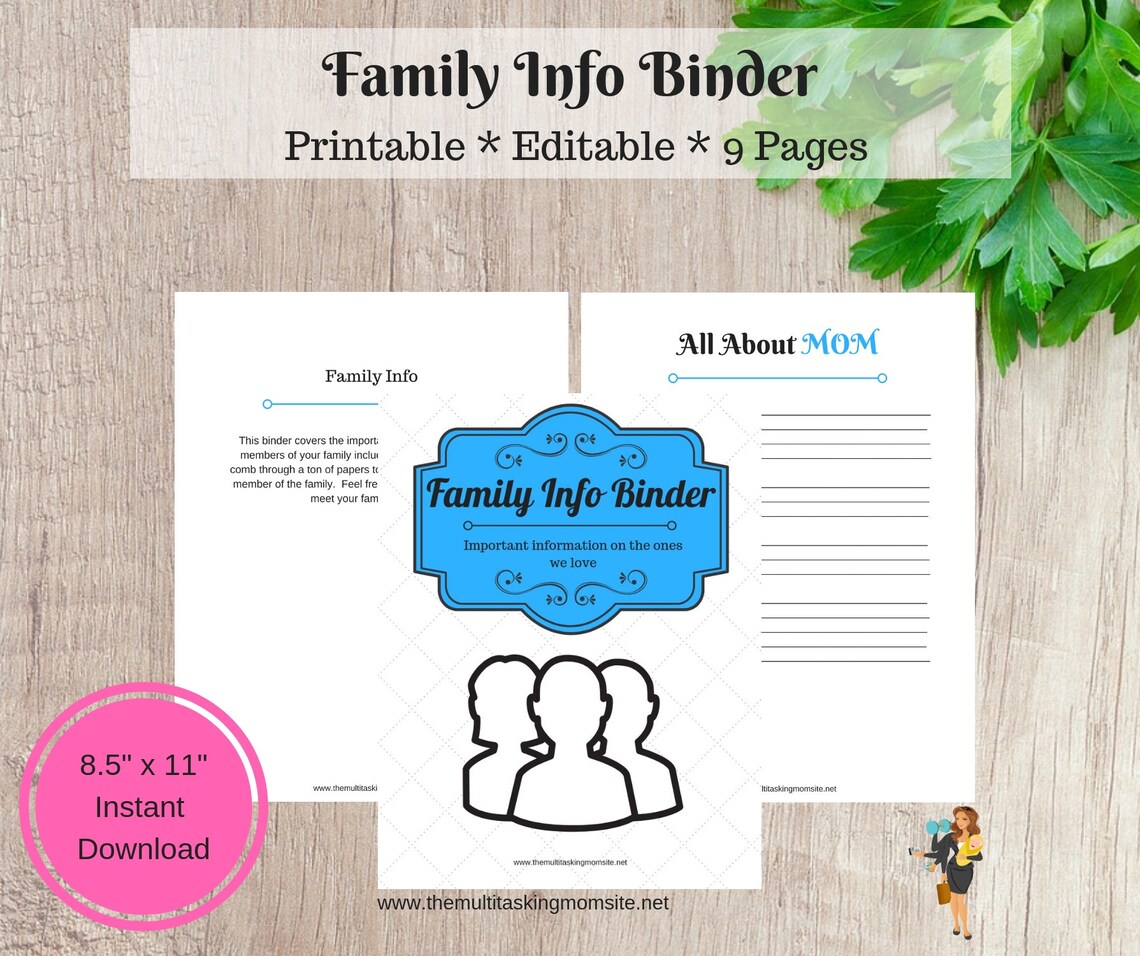 Family Info Printable - Family Info Binder - INSTANT DOWNLOAD - Etsy
