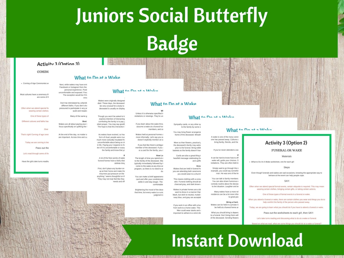 Social Butterfly Badge Activity Kit | Girls Scout Troop Organizer ...