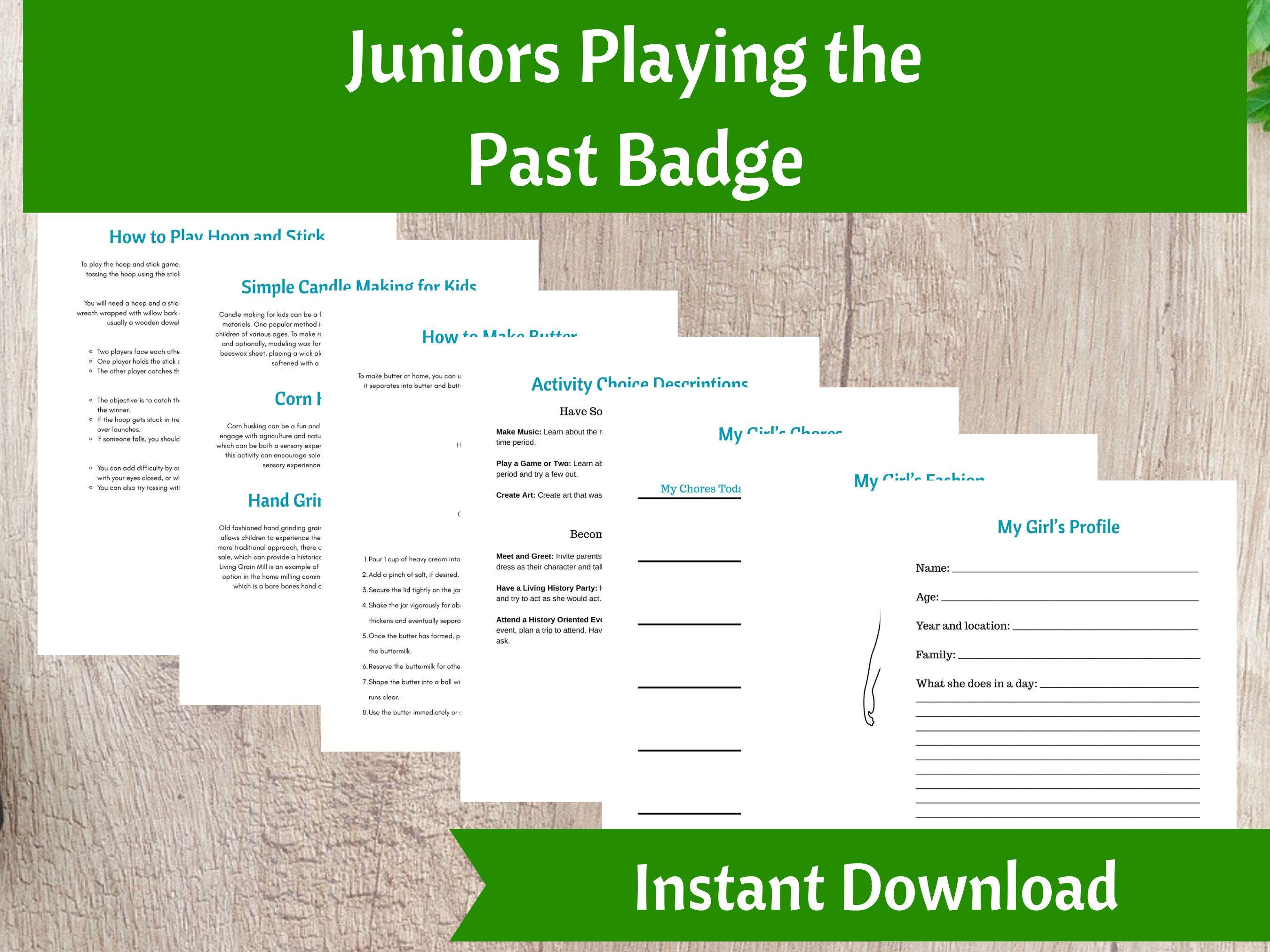 Playing the Past Badge Activity Kit | Girls Scout Troop Organizer ...