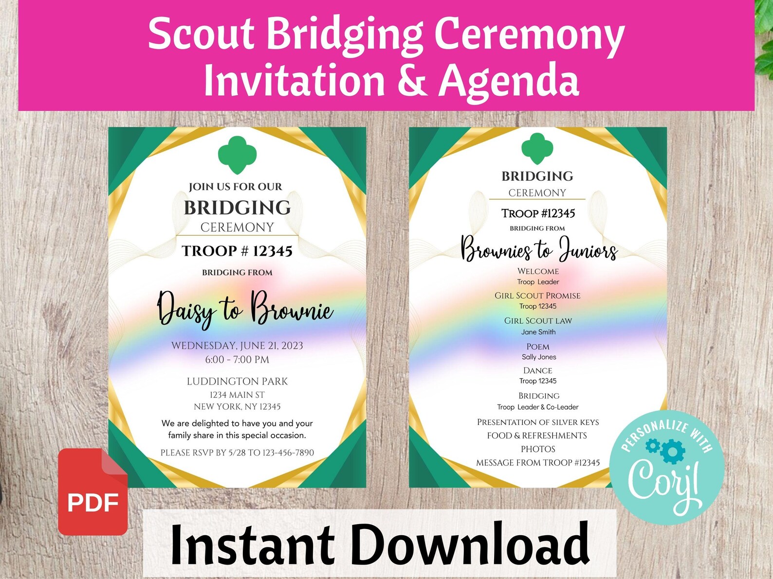 Bridging Ceremony Invitation and Agenda - Scout Leader Resource ...
