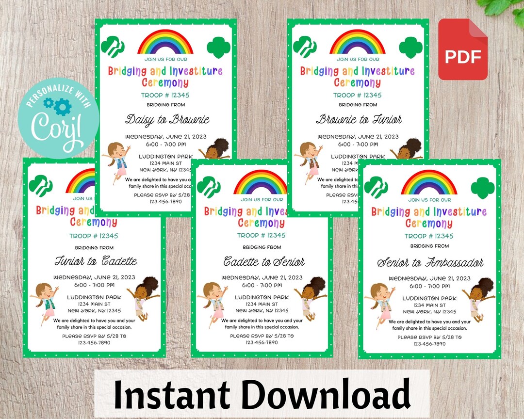 Bridging and Investiture Ceremony Invitations Girl Scouts - Etsy