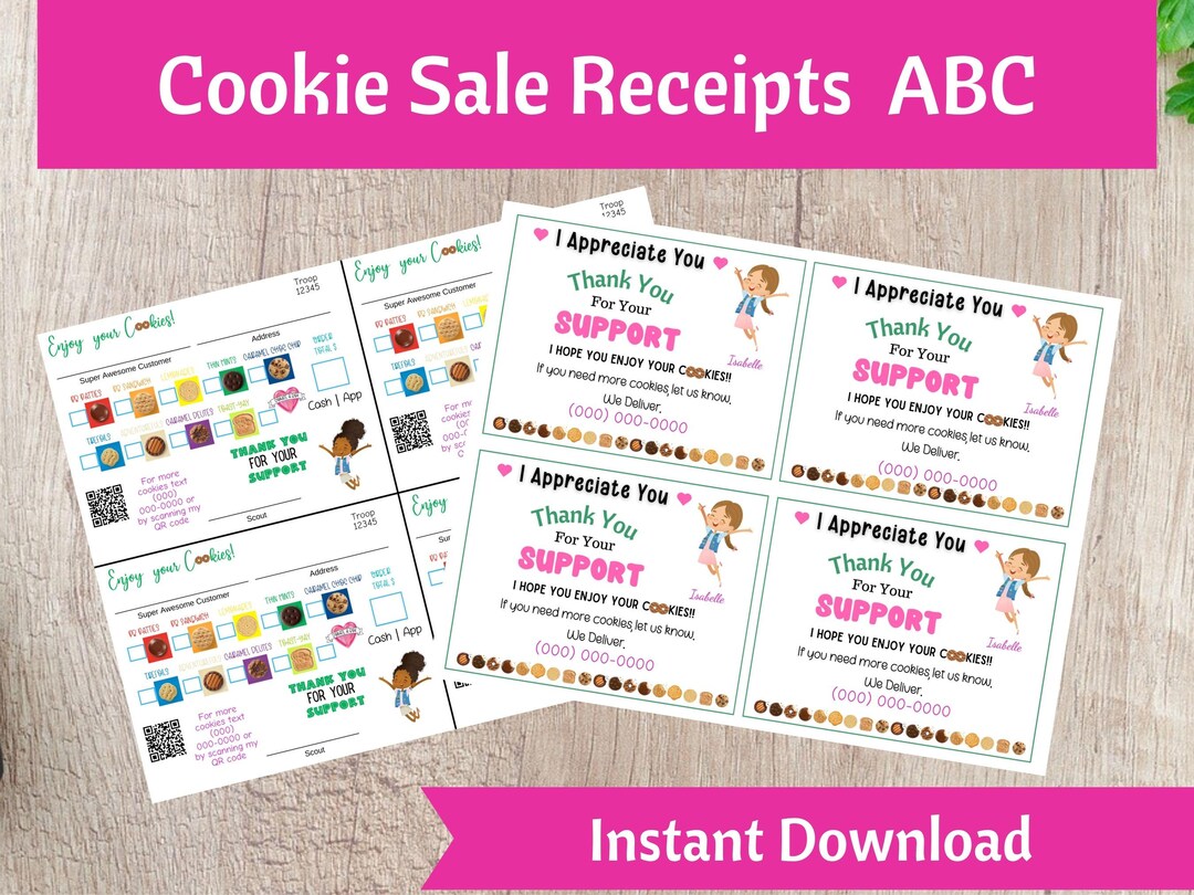 Cookie Sales Receipts ABC | Scout Troop Organizer Printable - Etsy