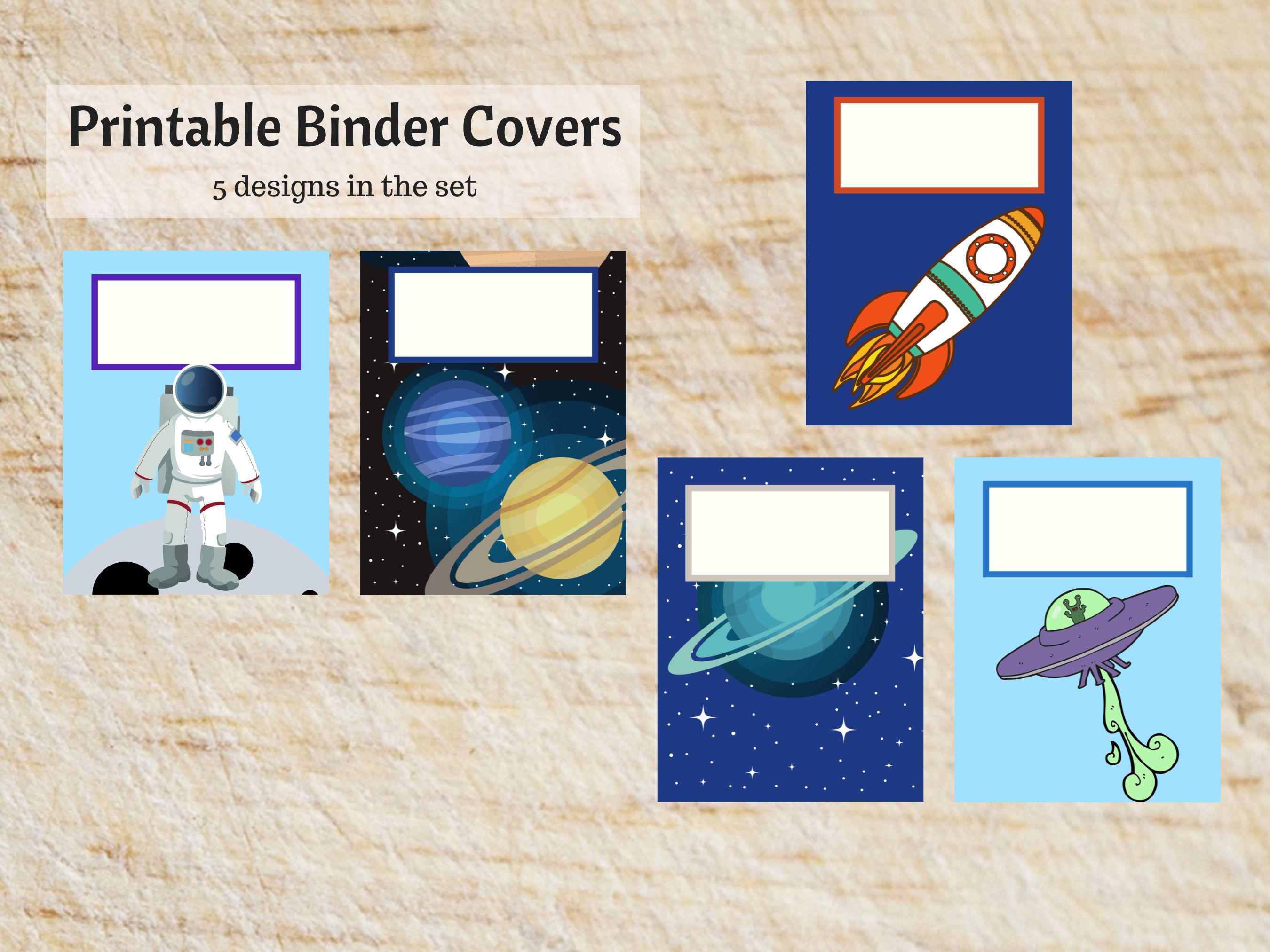 Space Printable Binder Covers for School Editable Home Office Binder ...