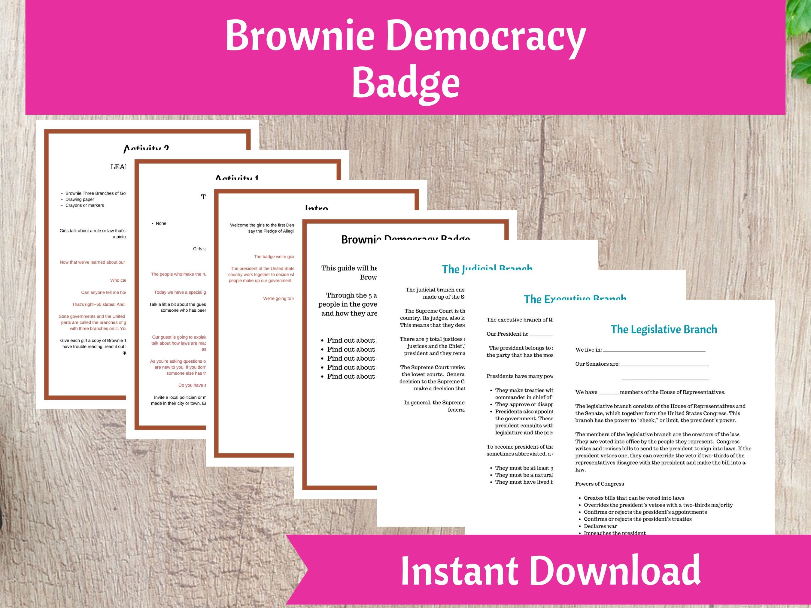 Brownie Democracy Badge Activity Kit Girls Scout Troop Organizer ...