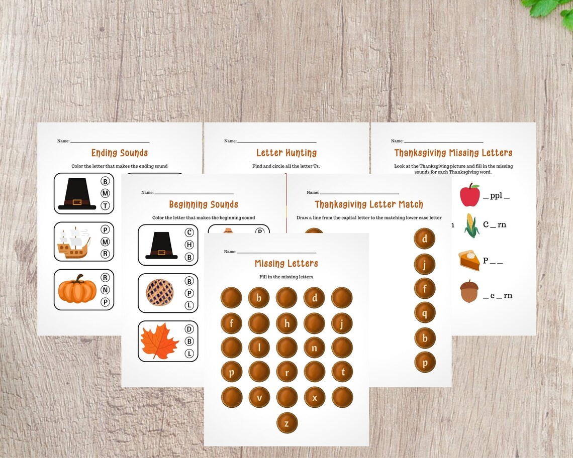 Thanksgiving Math and Phonics Activity Pages - Printable - Instant ...