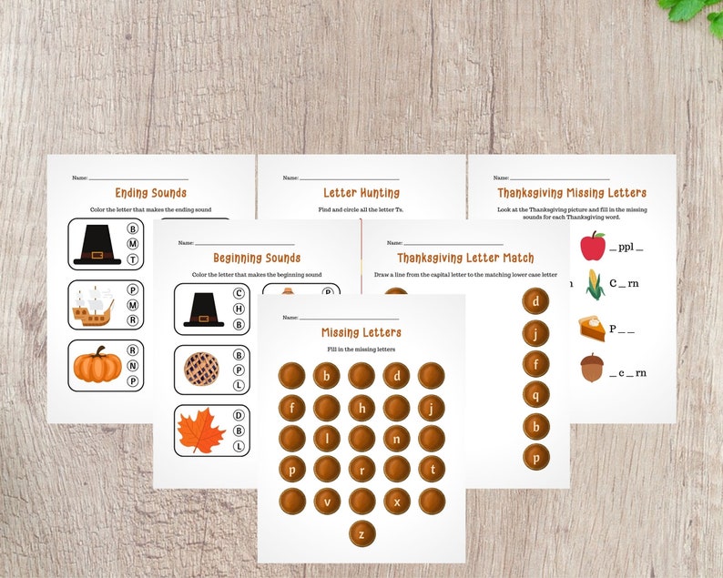 Thanksgiving Math and Phonics Activity Pages - Printable - Instant ...