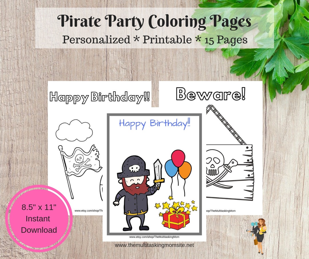 Pirate Party Coloring Pages Printable Activity Pages Birthday Party ...