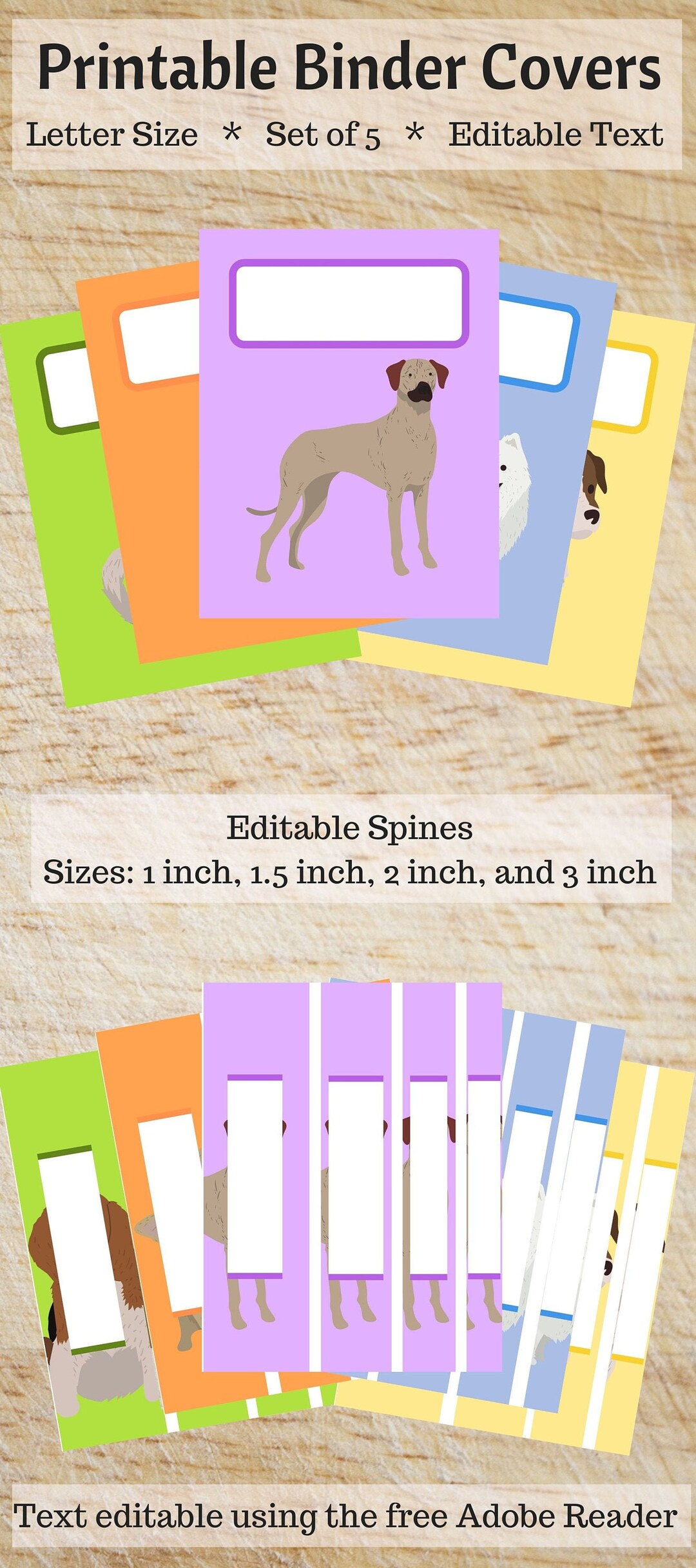 Puppy Printable Binder Covers for School Editable Home Office Binder ...