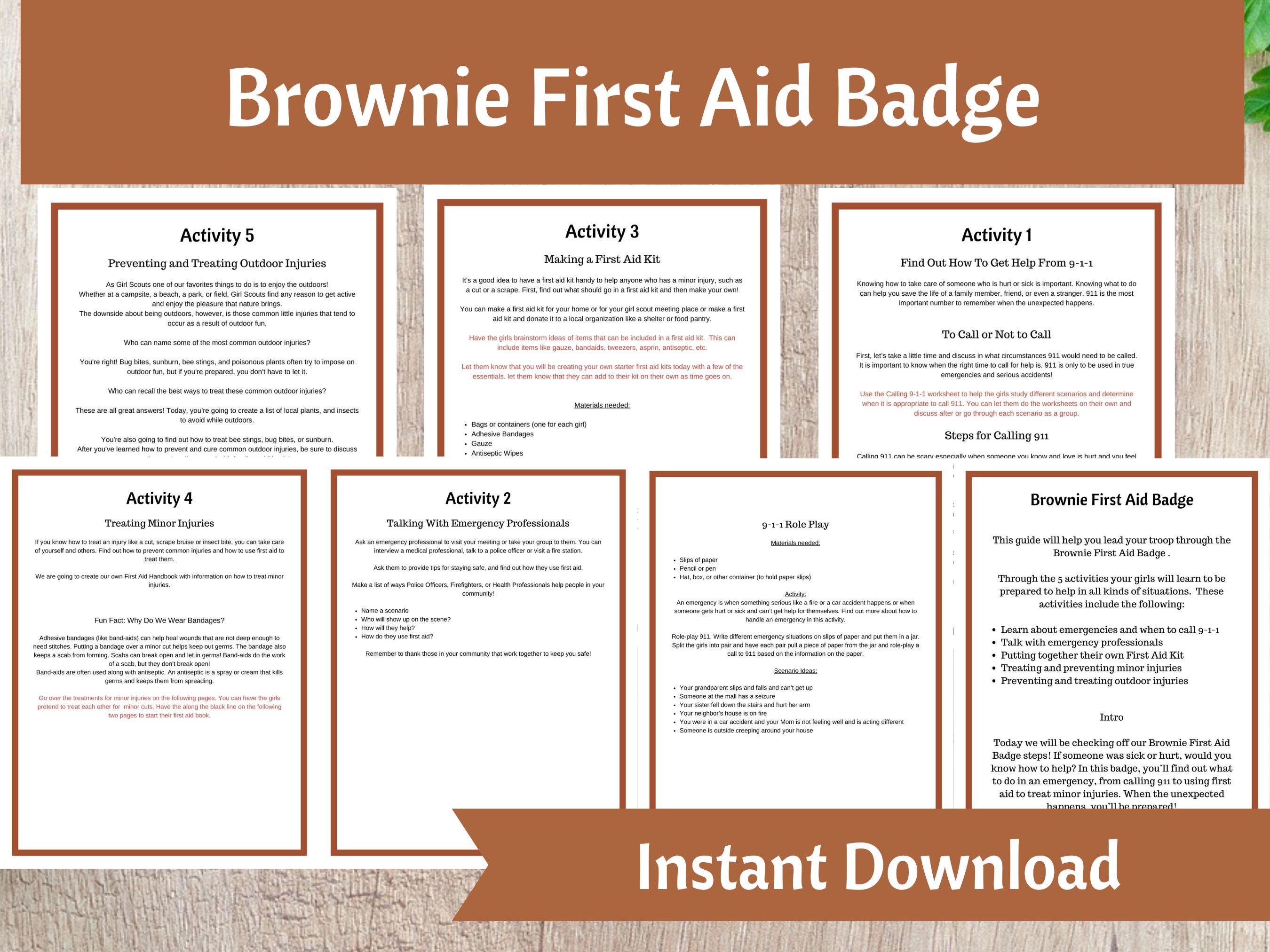 Brownie First Aid Badge Activity Kit | Girls Scout Troop Leader ...