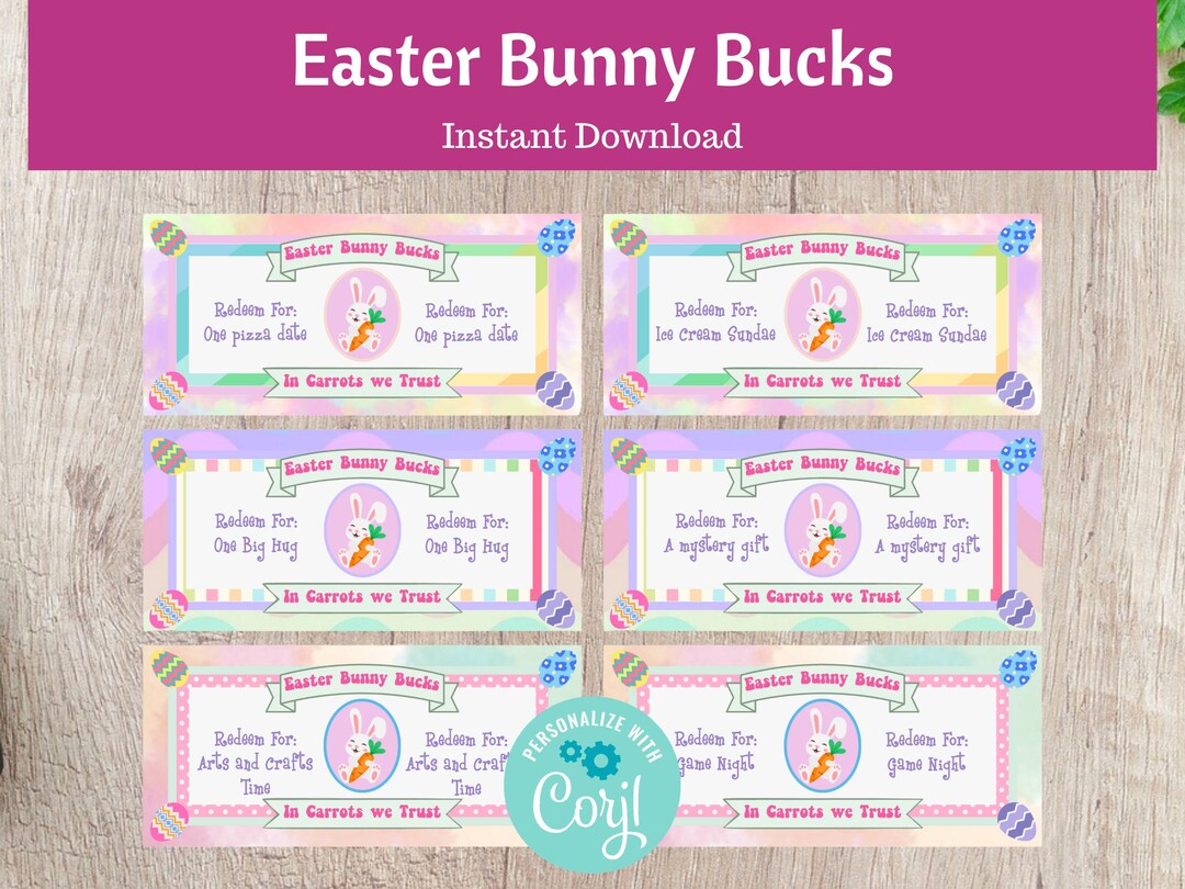 Easter Bunny Bucks Printable | Fun Easter Basket Filler & Egg Hunt ...