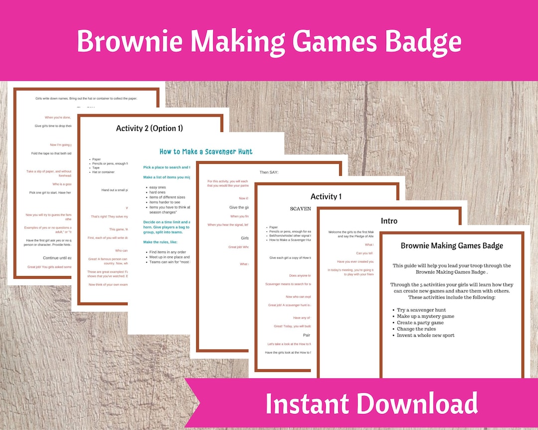 Brownie Making Games Badge Activity Kit Girls Scout Troop Organizer ...