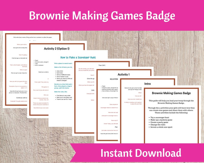 Brownie Making Games Badge Activity Kit Girls Scout Troop Organizer ...