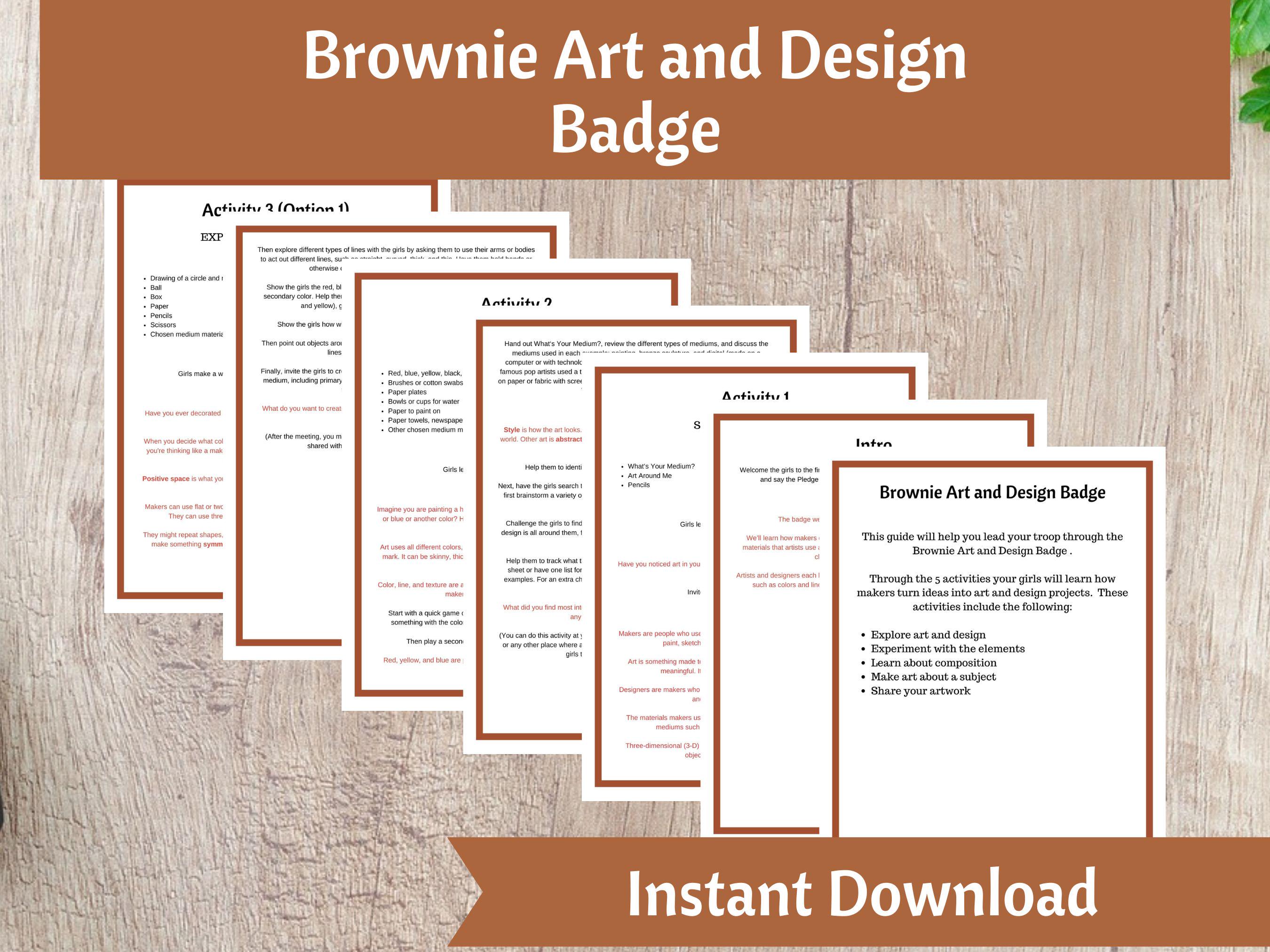 Brownie Art and Design Badge Activity Kit | Girls Scout Troop Organizer ...