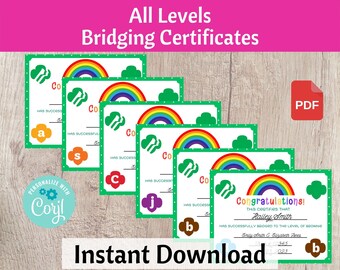 Girl Scout Bridging Certificate, Daisy to Brownie Ceremony PDF Instant ...