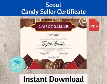 Scout Popcorn Seller Award Certificate - End of Year Ceremony Printable ...