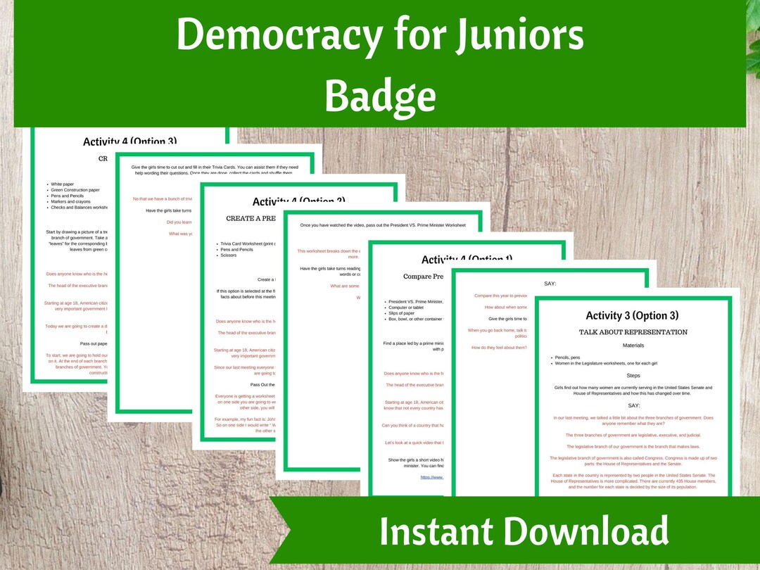 Democracy for Juniors Badge Activity Kit | Girls Scout Troop Organizer ...