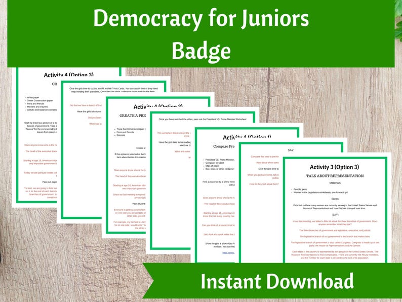 Democracy for Juniors Badge Activity Kit | Girls Scout Troop Organizer ...