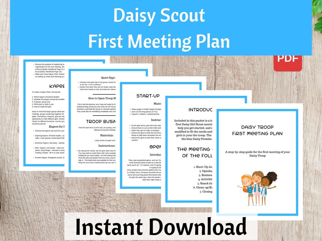 Daisy Scout First Meeting Plan - Meeting to Earn Blue Daisy Promise ...