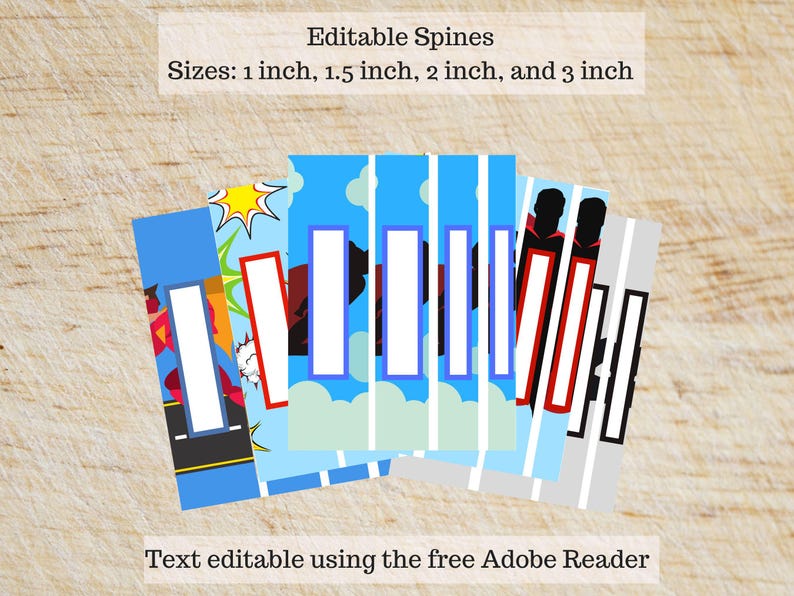 Superhero Printable Binder Covers for School Editable Home Office ...