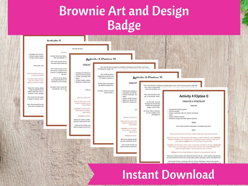 Brownie Art and Design Badge Activity Kit Girls Scout Troop Organizer ...