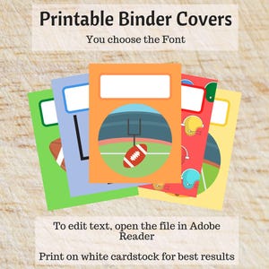 Football Printable Binder Covers for School Editable Home Office Binder ...