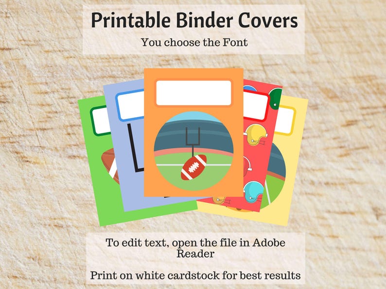 Football Printable Binder Covers for School Editable Home Office Binder ...