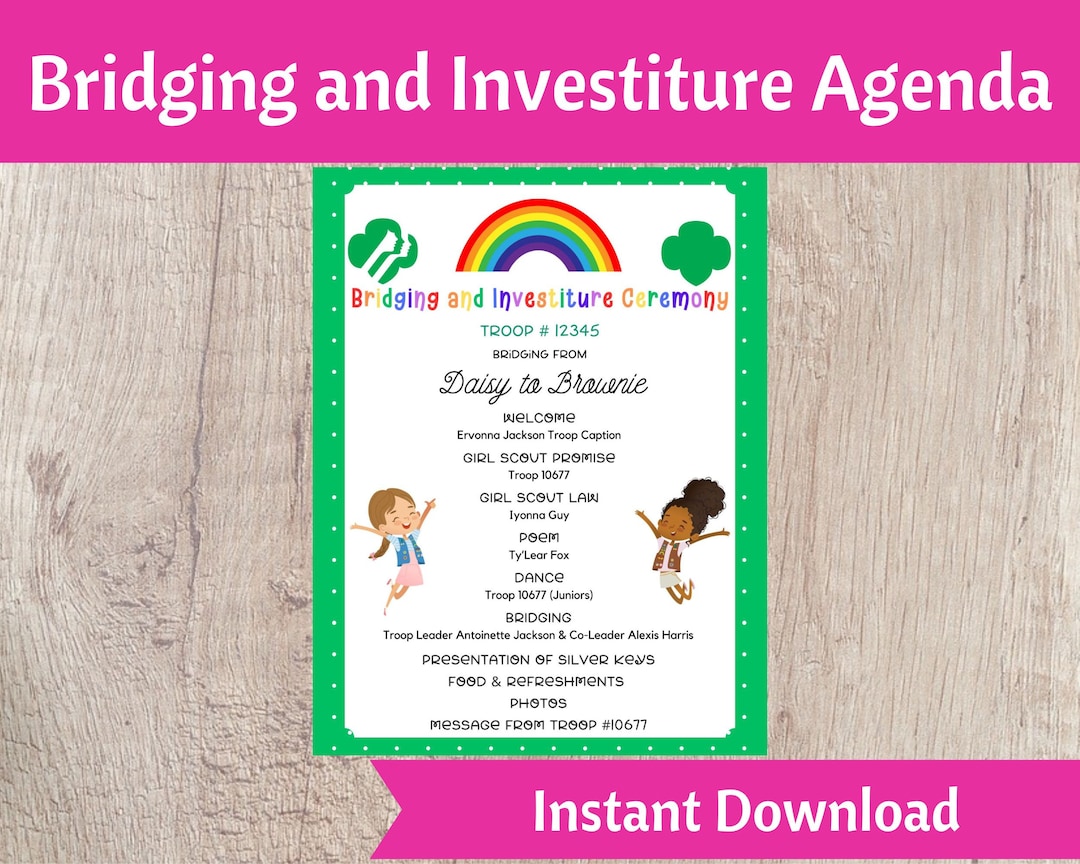 Bridging and Investiture Ceremony Agenda Girl Scouts - Etsy