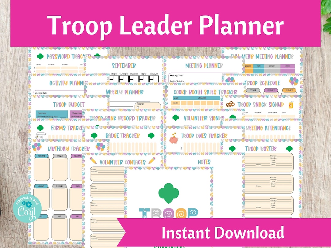 Troop Leader Planning Binder | Scout Troop Organizer Printable Meeting ...