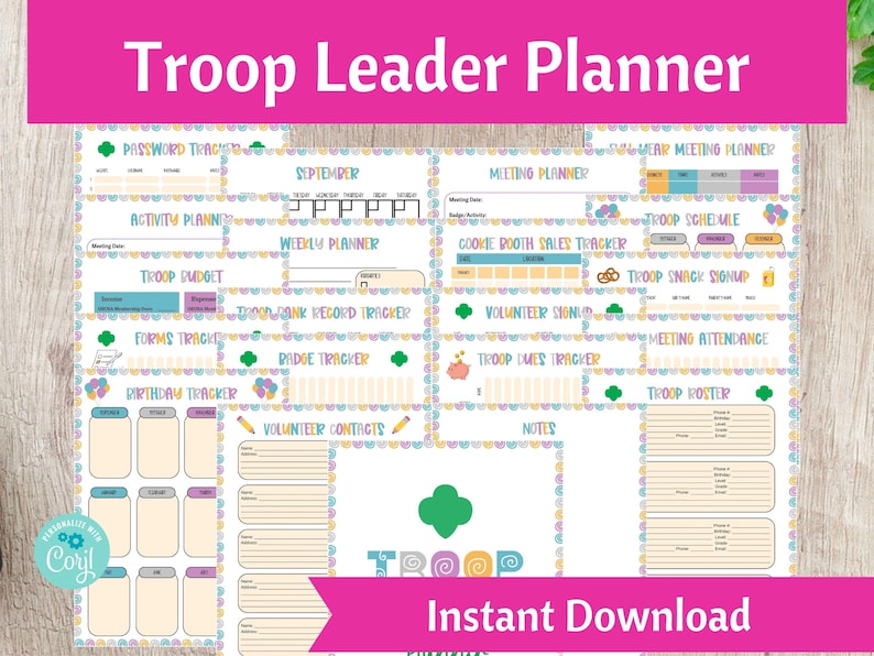 Troop Leader Planning Binder | Scout Troop Organizer Printable Meeting ...