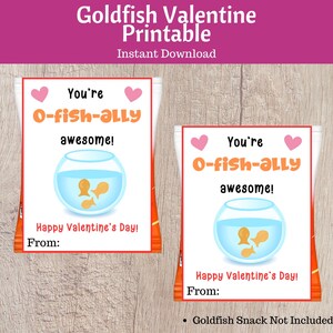 Printable Classroom Valentine's Day Cards for Kids Goldfish Valentine ...